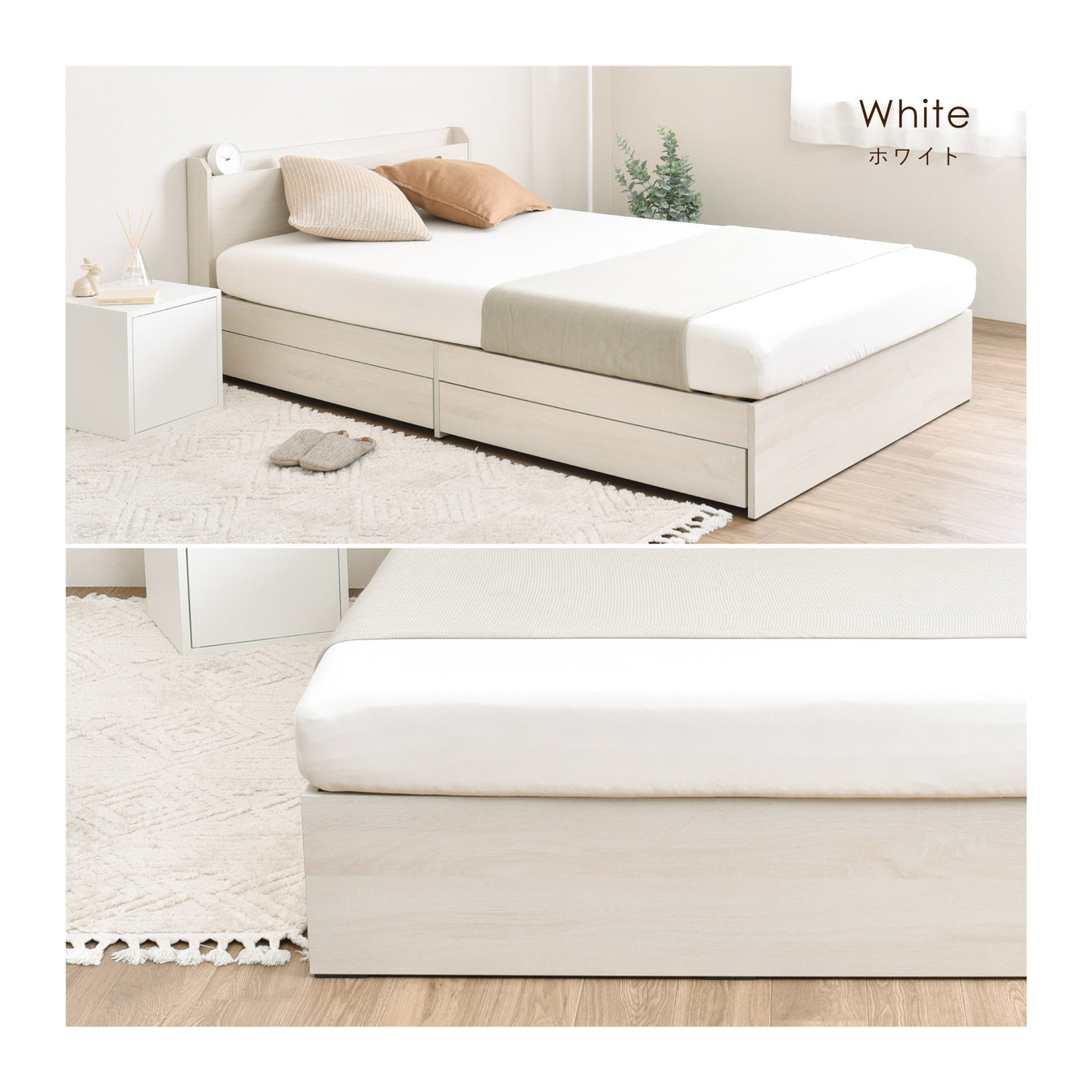 [あす着] S/SD/D ベッド シングル セミダブル ダブル ベッドフレーム 収納つき すのこベッド ヘッドボード 耐荷重約200kg ...